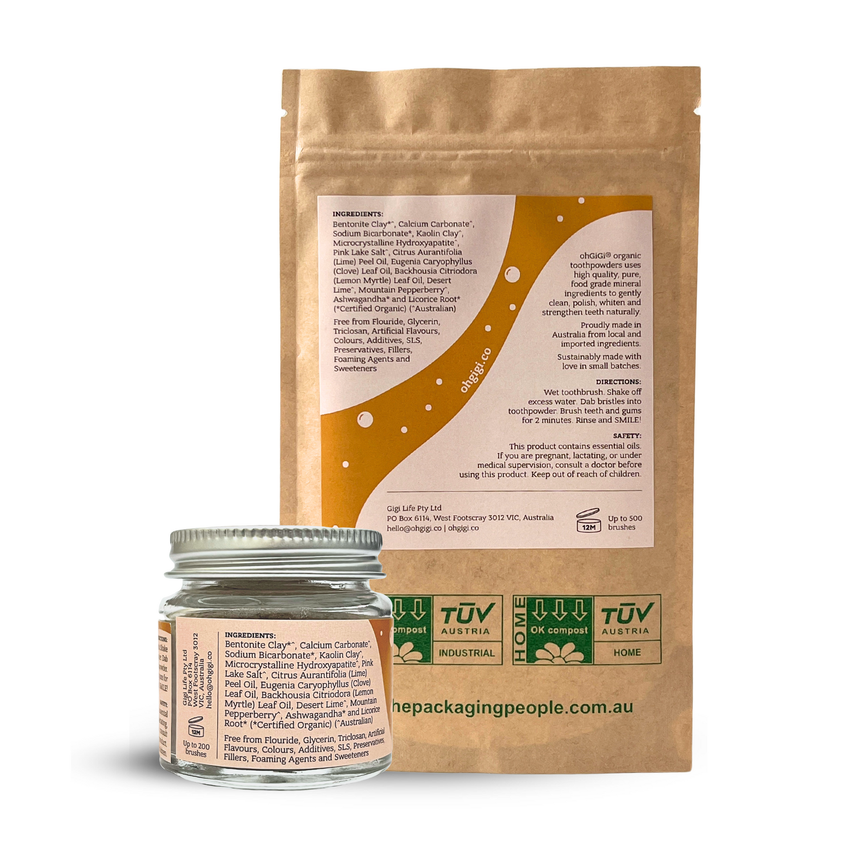Organic Tooth Powder 'Native Brush' + Hydroxyapatite Jar and Refill Pa ...